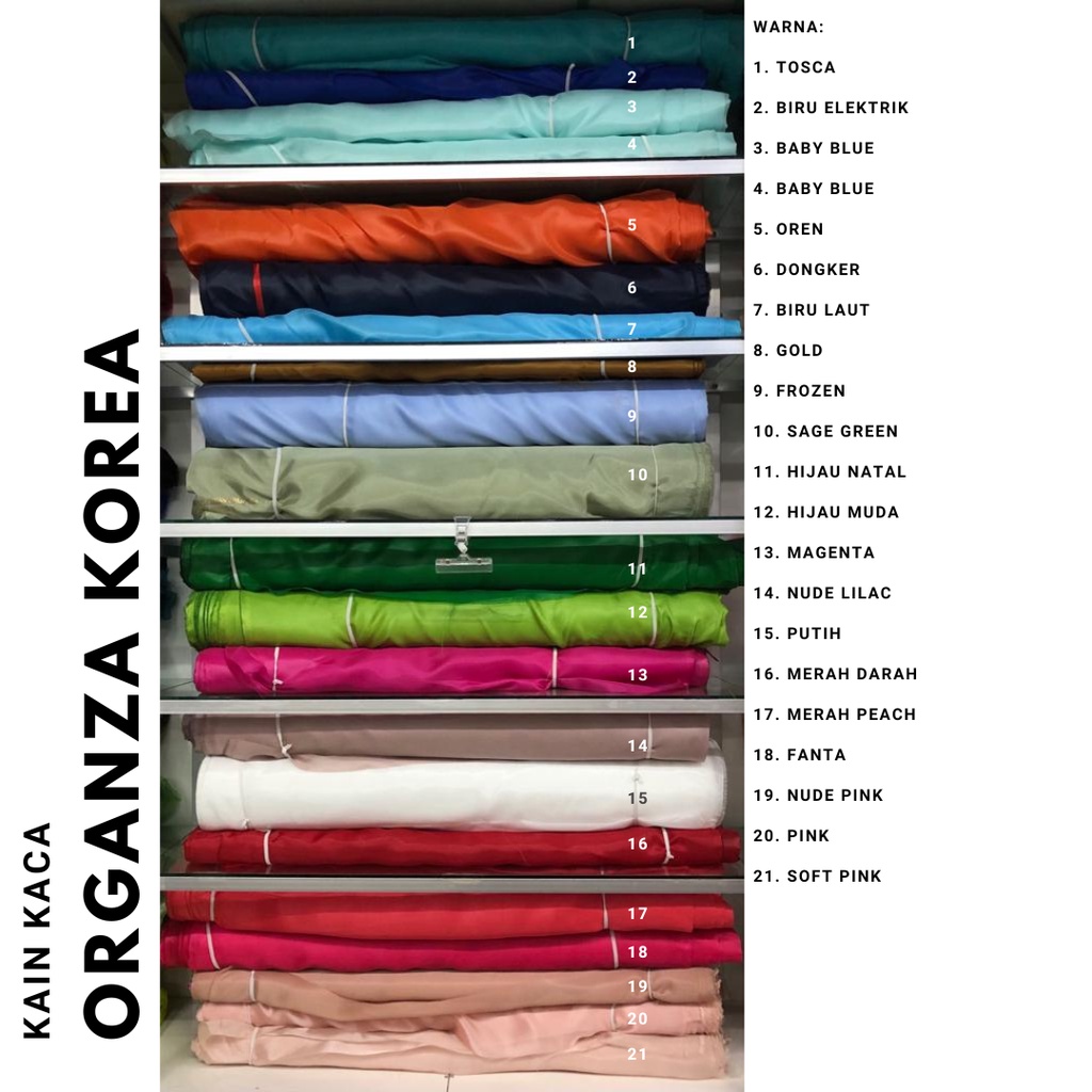 Jual KAIN KACA ORGANZA KOREA PREMIUM, Bahan Organza Polos Silk Premium ...