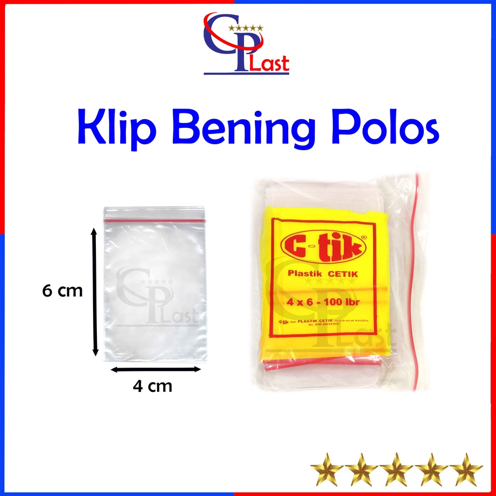 Jual Plastik KLIP BENING 4X6 cm C-TIK isi 100 Lembar / Plastik Klip 4 x ...