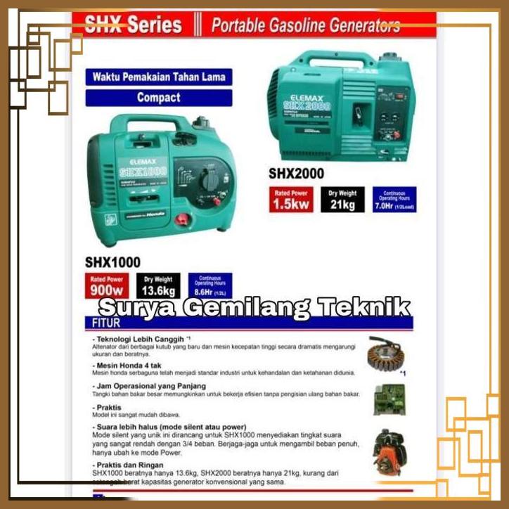 Jual GENSET / GENERATOR SET PORTABLE ELEMAX SHX 1000 (1000 WATT) HONDA ... Jual GENSET / GENERATOR SET PORTABLE ELEMAX SHX 1000 (1000 WATT) HONDA ...