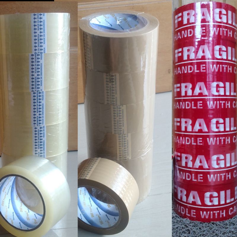 Jual LAKBAN OPP BENING COKLAT FRAGILE ROLL ISI 6 PCS | Shopee Indonesia