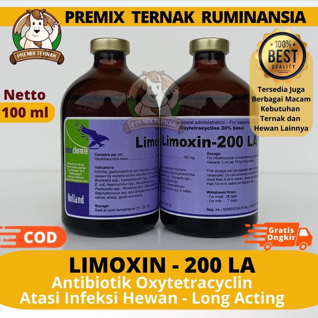 Jual LIMOXIN 200 LA 100 ml - Antibiotik Oxy-tetracyclin Spektrum Luas ...