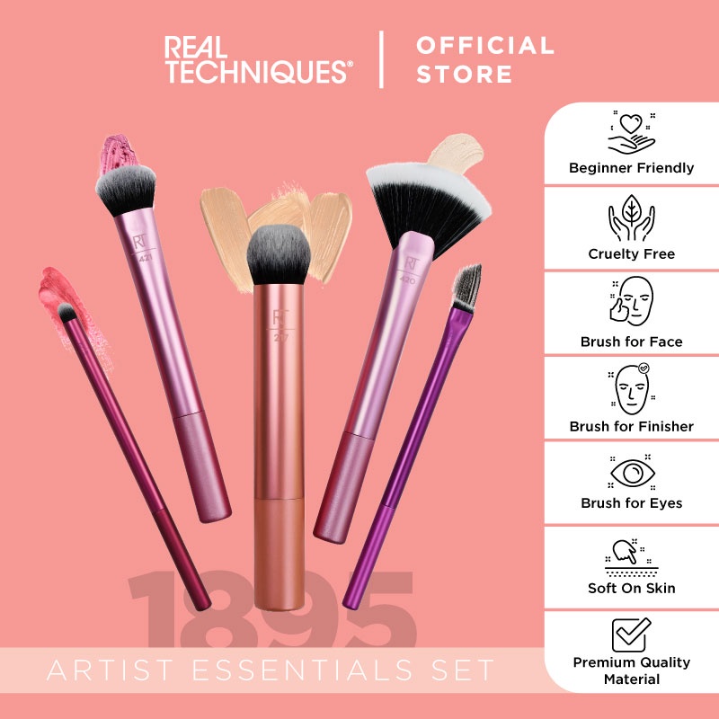 Jual Real Techniques 1895 Artist Essentials Brush Set Kuas Makeup Wajah | Shopee Indonesia