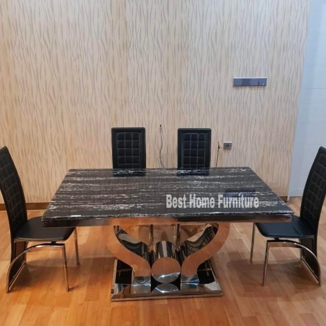 Jual Meja makan marmer import + 6 kursi | Shopee Indonesia