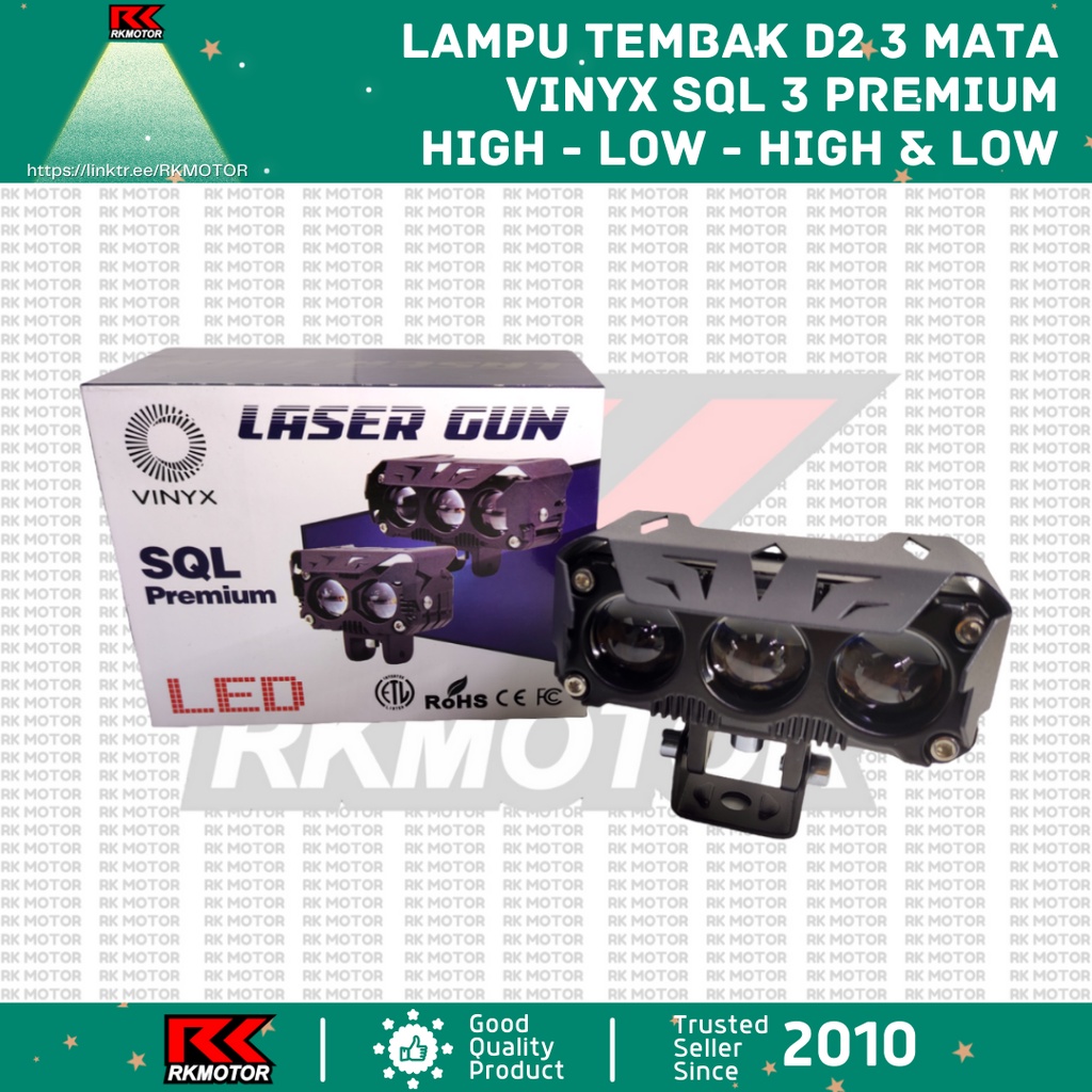 Jual Lampu Tembak Sorot LED D3 Laser Gun Vinyx SQL3 Premium Mobil Motor ...