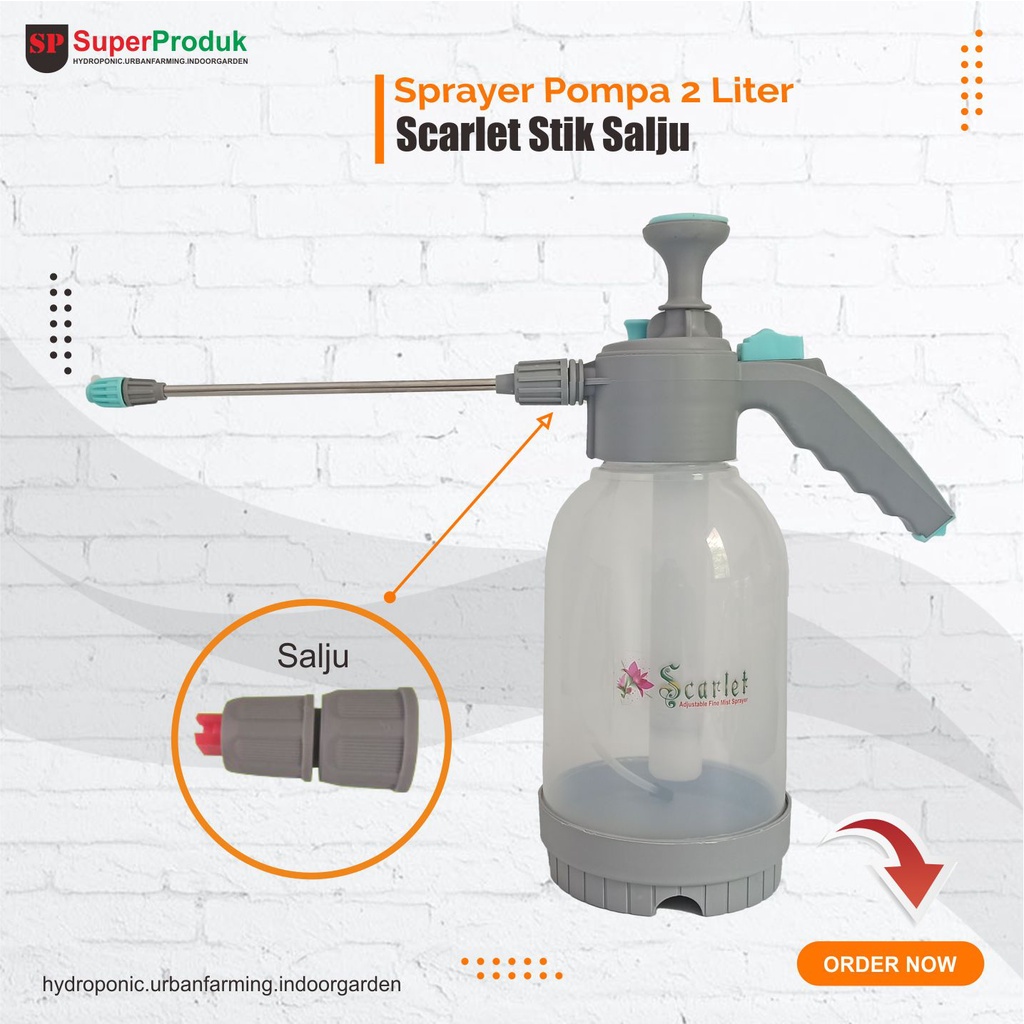 Jual Hand Sprayer pompa 2liter dengan stik dan nozel salju scarlet ...