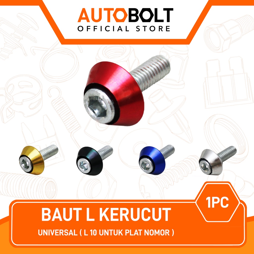 Jual Baut L Kerucut Universal Variasi Warna Hitam Merah Biru Emas ...