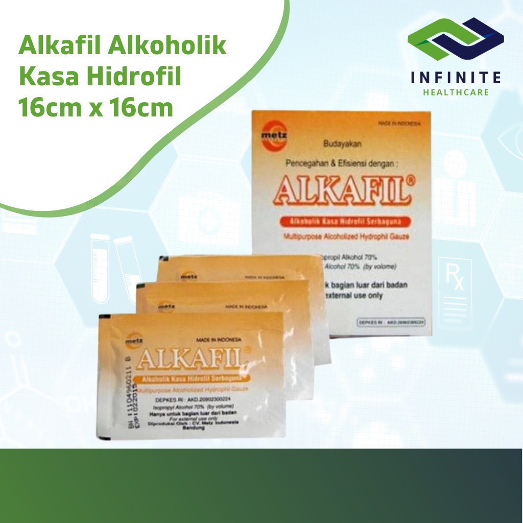 Jual Alkafil Alkohol Kasa Steril Alcohol Kassa Tali Pusar Isi 16 Lembar ...