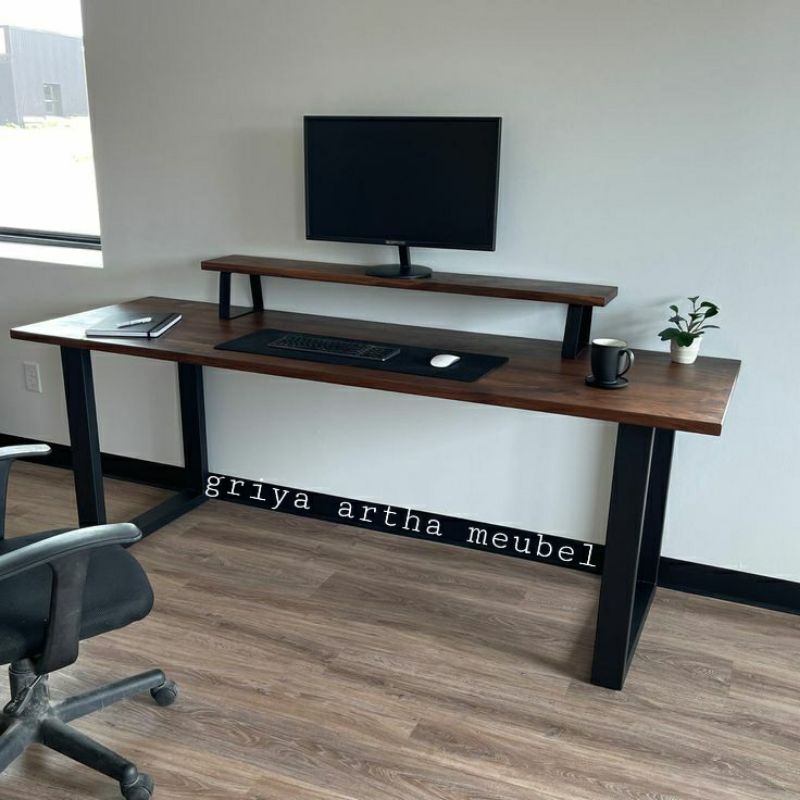 Jual meja komputer plus stand monitor / meja gaming / meja komputer ...