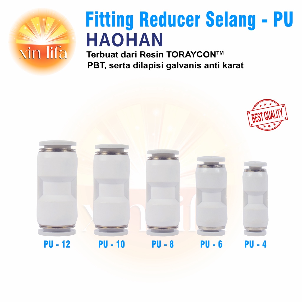 Jual PU Pneumatic Deducer Slip Lock Joiner Fltting Konektor Selang PU Push In Quick Connector ...