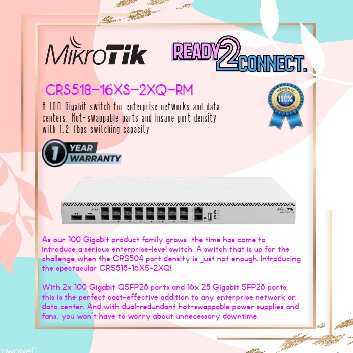 Jual MIKROTIK CRS518-16XS-2XQ-RM Cloud Router Switch 100 Gigabit | Shopee Indonesia