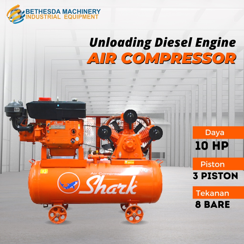 Jual Mesin Kompresor Diesel 10 HP / 10 PK Dengan Diesel ZS1115 Solar Shark Kompresor | Shopee ...