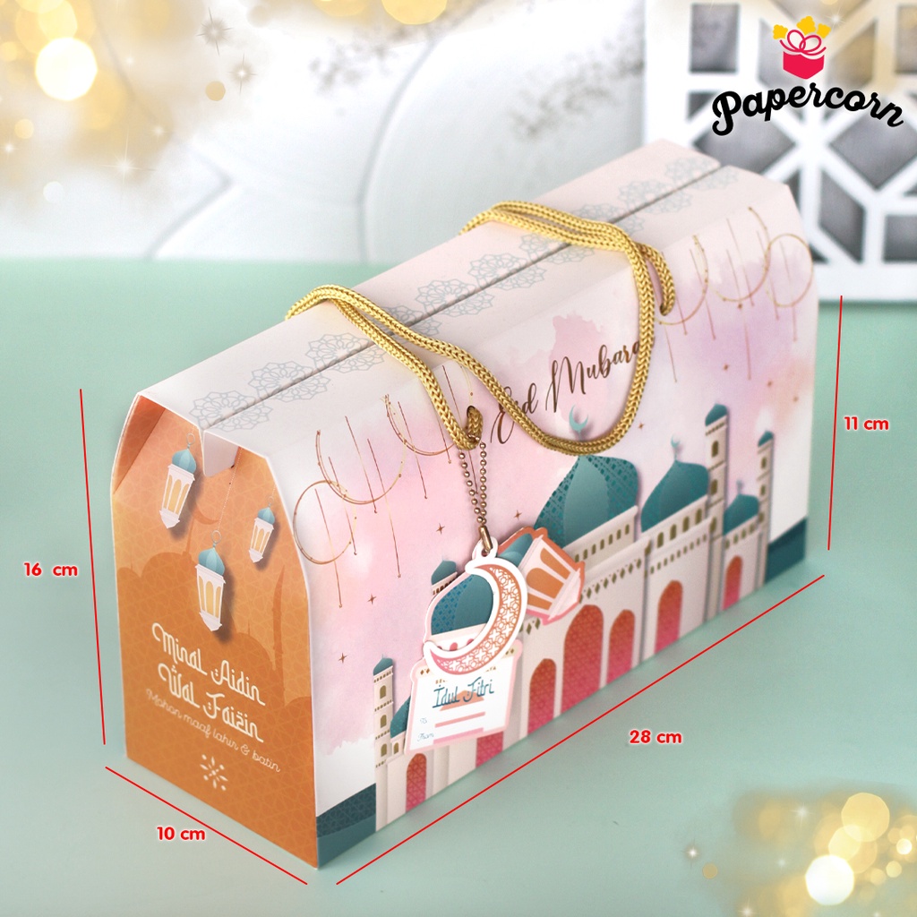 Jual 10 Pcs Gable Box hampers Lebaran - Cream Pink 3 Toples Silinder ...