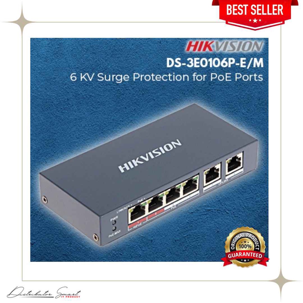 Jual Hikvision DS-3E0106P-E/M 4 Port Fast Ethernet Unmanaged POE Switch | Shopee Indonesia