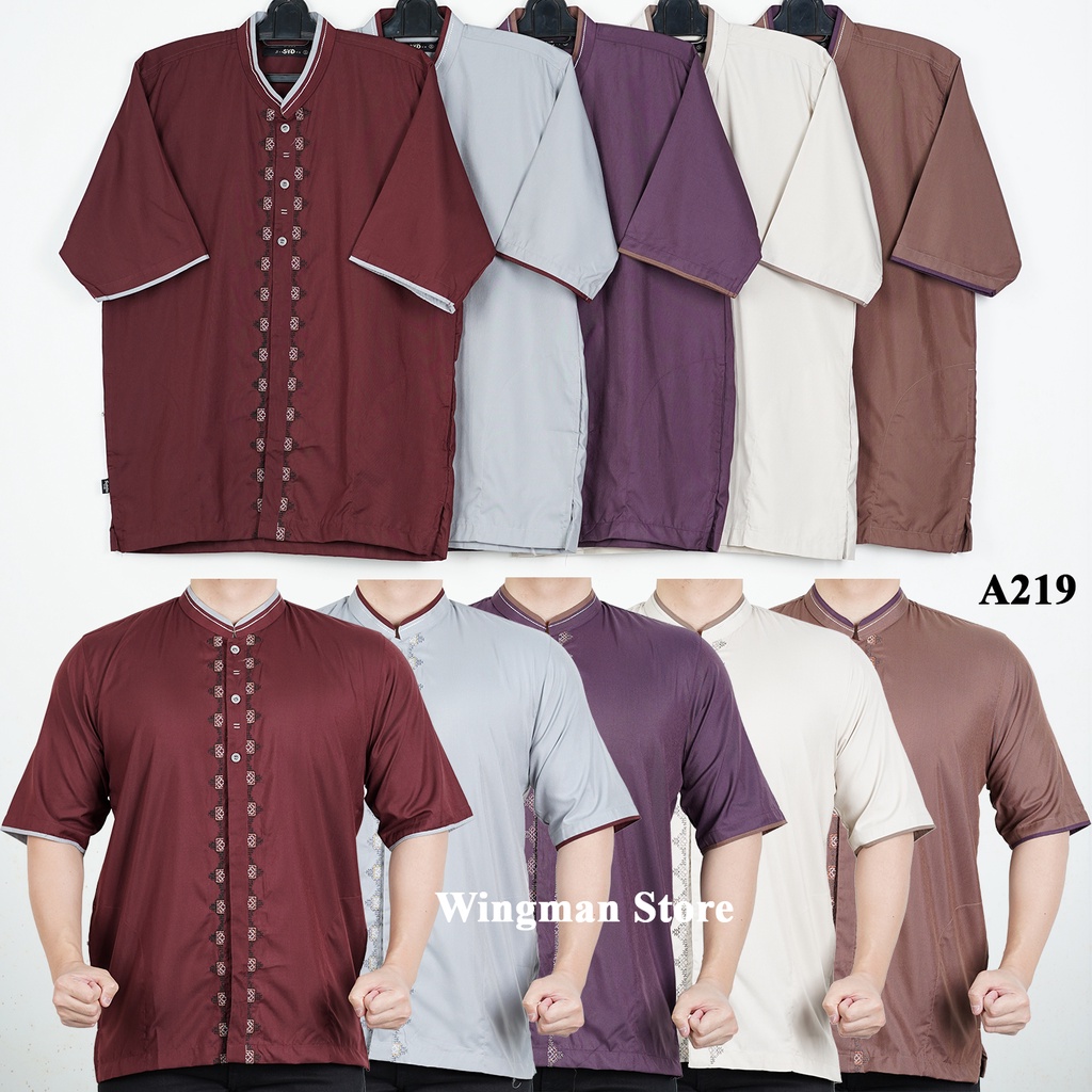 Jual Baju Koko Muslim Pria Lengan Pendek Warna A219 A220 | Shopee Indonesia
