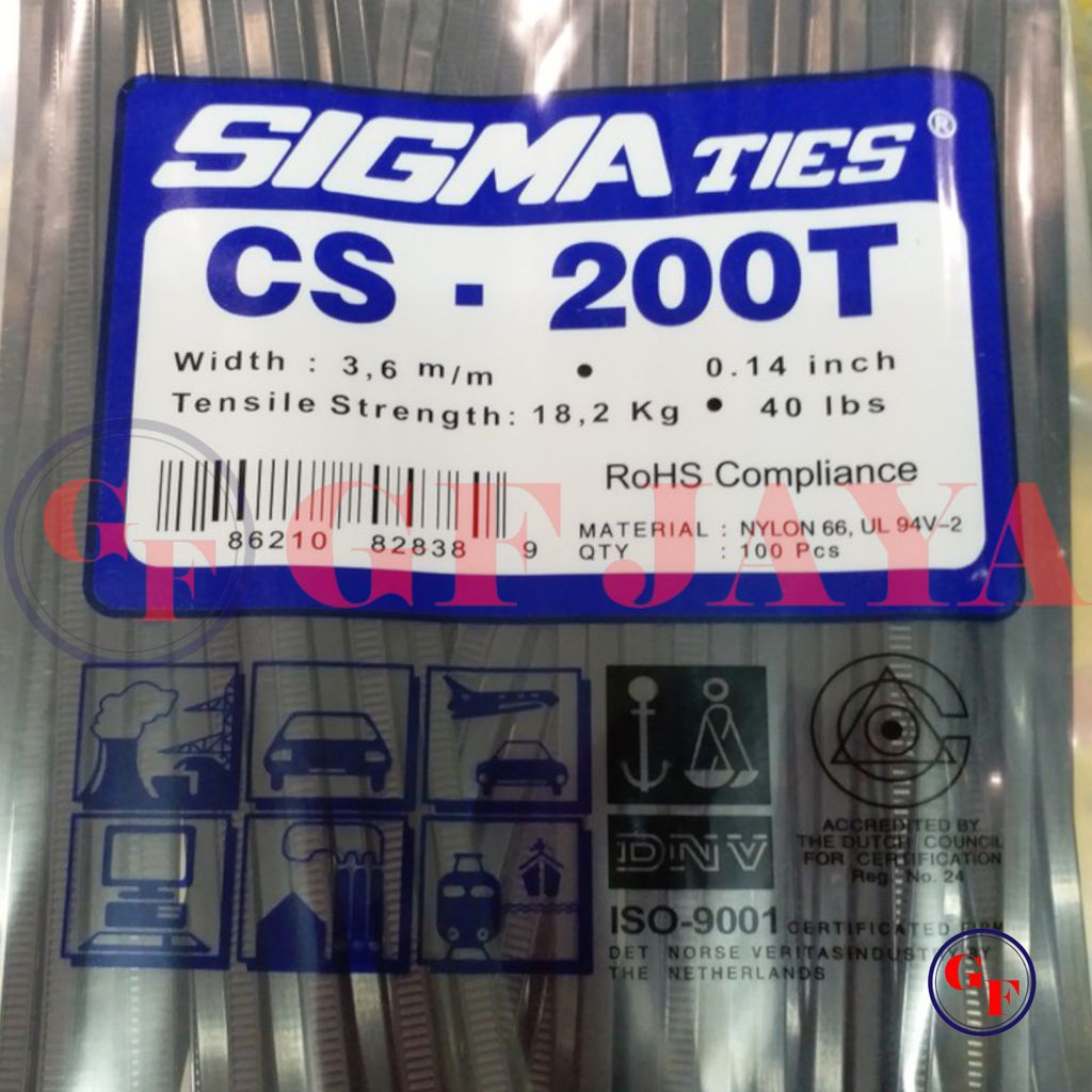Jual Kabel Ties Sigma CS-200T 20cm x 3.6mm Hitam / CS200T CV200 CV 200 ...