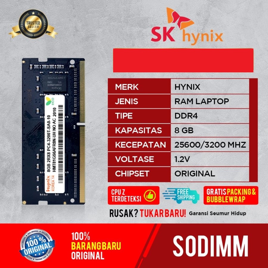 Jual HYNIX SODIM DDR4 8GB PC25600 3200mhz | Shopee Indonesia
