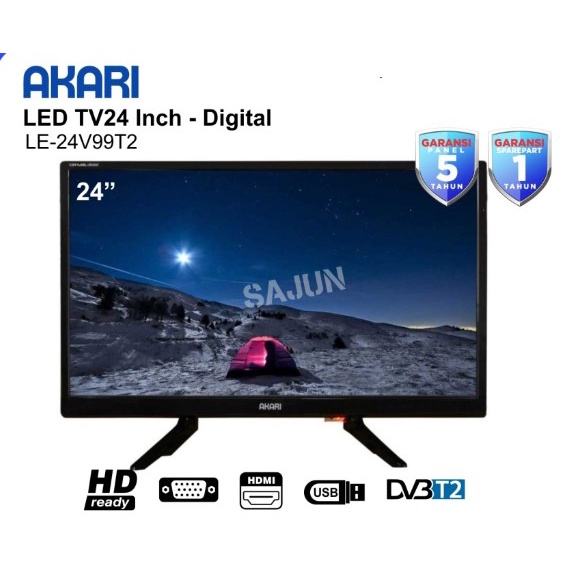 Jual AKARI LED Digital TV 24" HD DVB-T2 USB HDMI VGA LE-24D53 24D53 24D ...