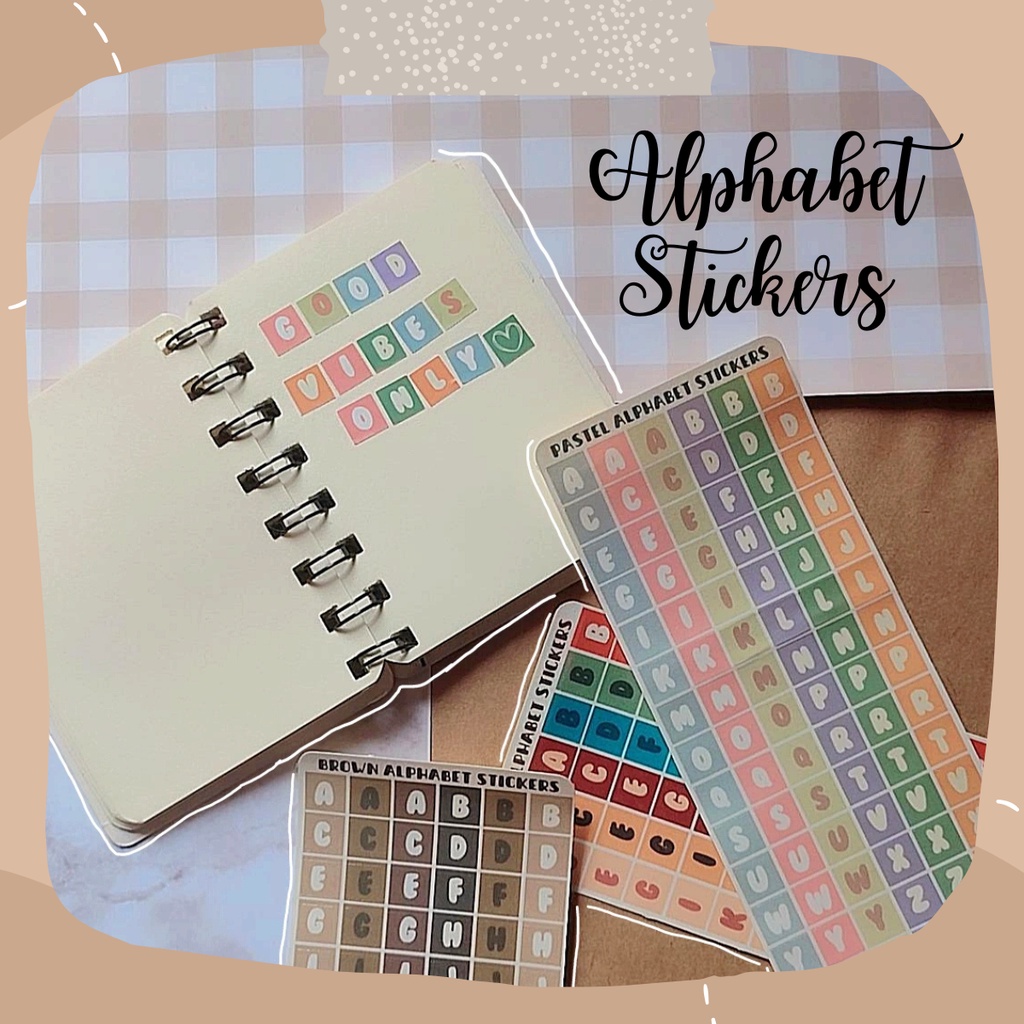 Jual Alphabet Stickers / alphabet retro / alphabet pastel/ alphabet ...