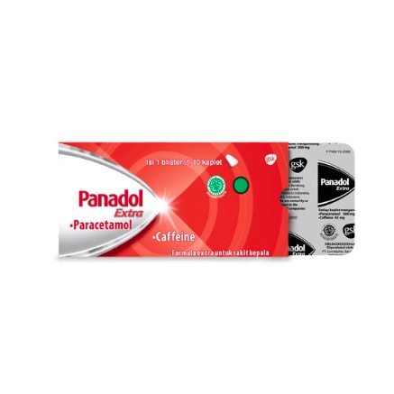 Jual PANADOL EXTRA MERAH PARACETAMOL & CAFFEINE PEREDA NYERI 10 TAB ...