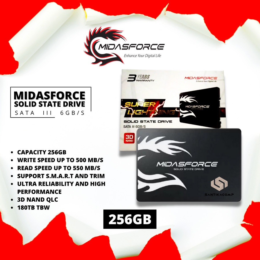 Jual SSD 256GB MIDASFORCE SATA 3 6GB/s SUPER LIGHTNING | Shopee Indonesia