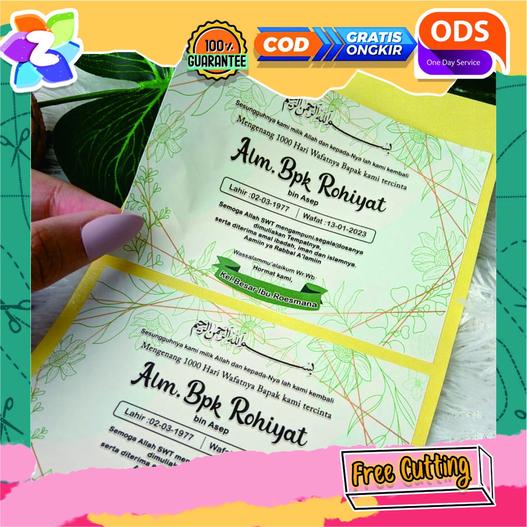 Jual Sticker dan Card Mengenang Wafatnya Stiker Card Label Tahlil Kartu ...