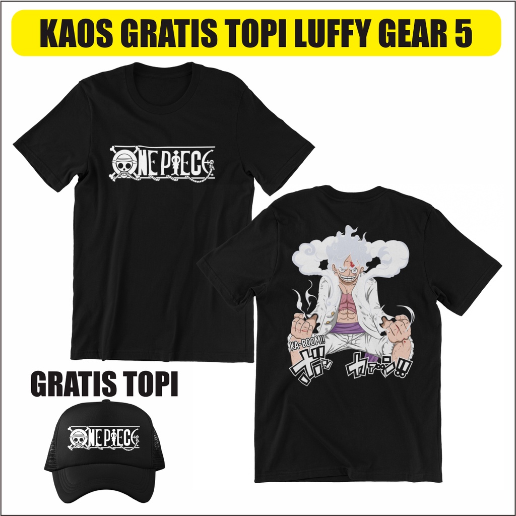 Jual BC004 Kaos Gratis Topi Tema Anime OnePiece Luffy Gear 5 One Piece ...