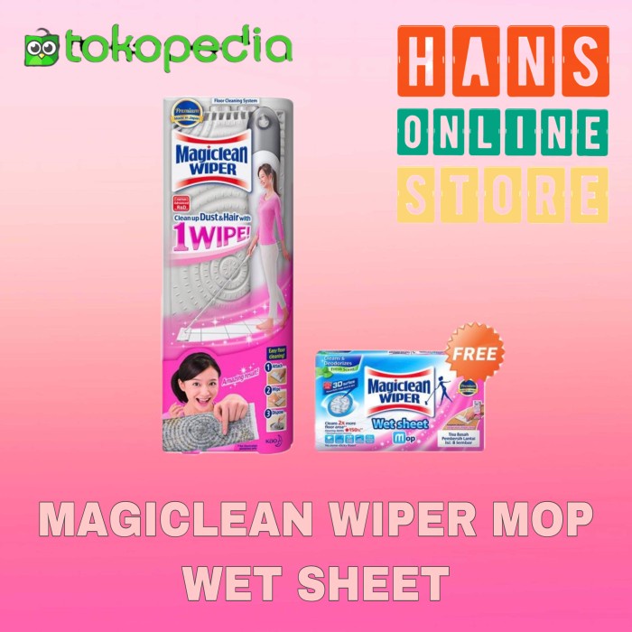 Jual Magiclean Wiper Mop 1 Set + Free Magiclean Wiper Wet (8 Sheet ...
