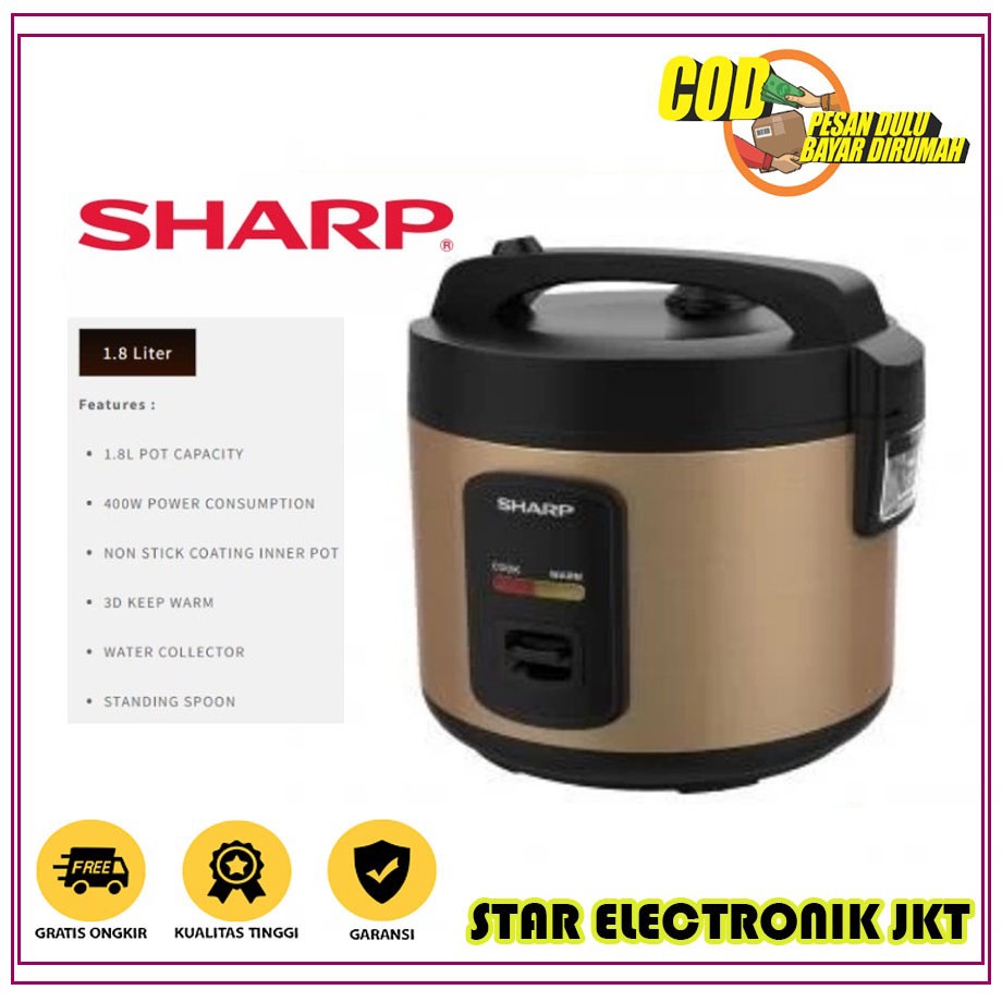 Jual TERBARU SHARP Rice Cooker KS-G18MH-BZ Kapasitas 1.8 Liter | Shopee ...