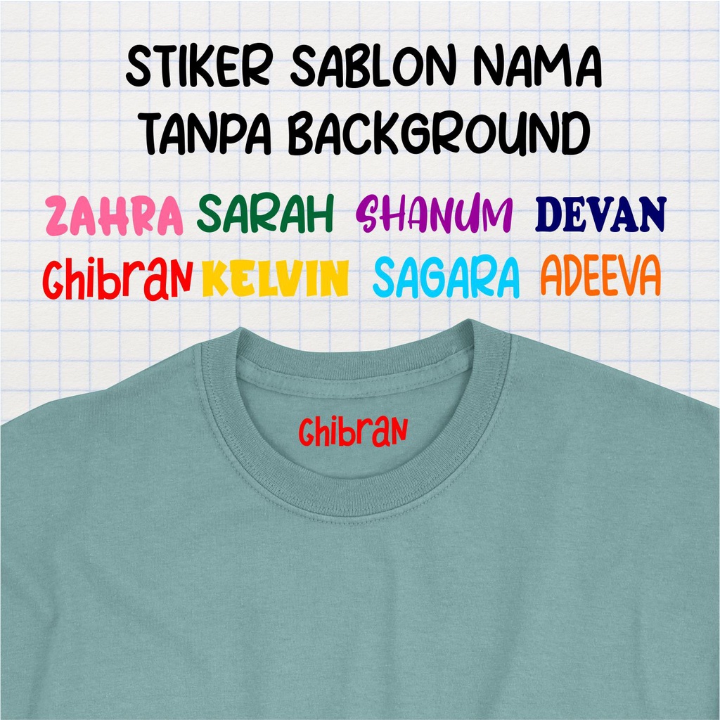 Jual Sticker Label Nama Kain Baju Kaos Sablon Setrika Sticker Iron ...