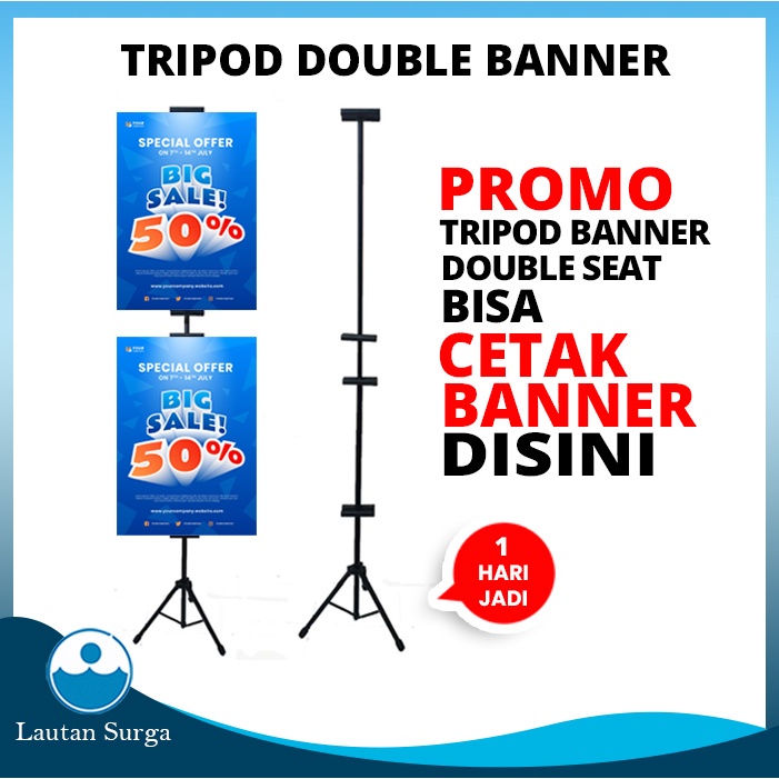 Jual Standing Banner Cetak, Tripod Stand Banner Doubble Seat Atas Bawah ...