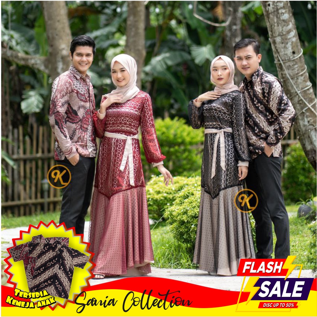 Jual Baju Couple Pasangan Terbaru 2024 Batik Gamis Kebaya Kapel Keluarga Suami Istri Batik ...