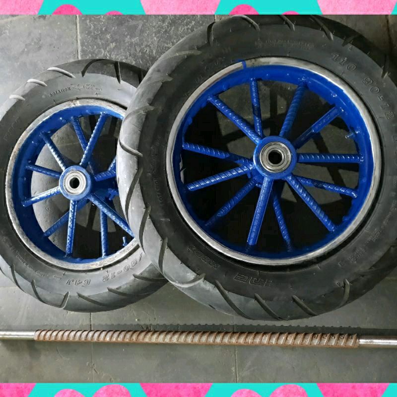 Jual Roda Gerobak Ring 12 Scoopy 1 Set Lengkap As Besar 25mm | Shopee ...