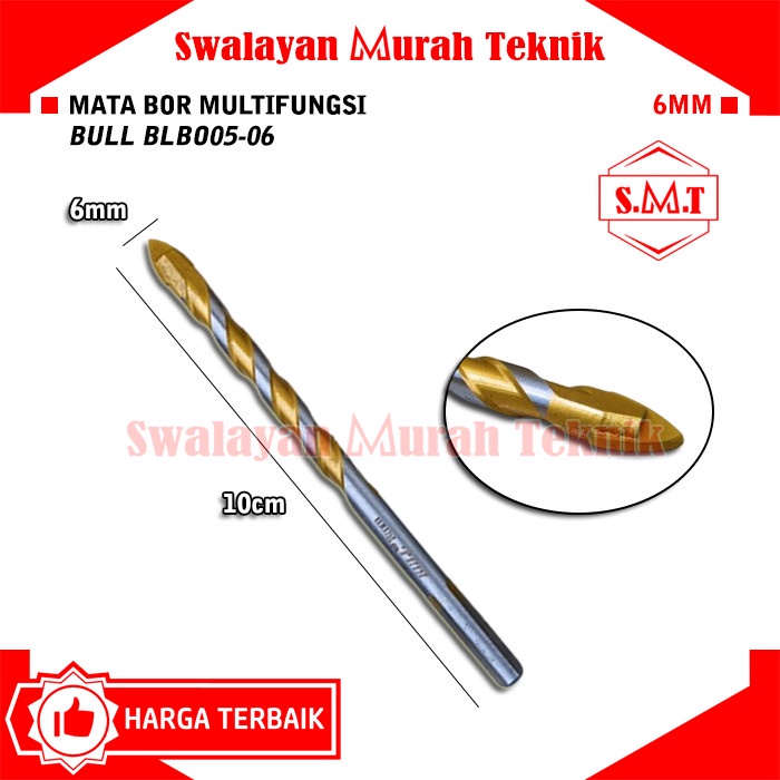Jual BULL Mata Bor Multifungsi 6mm Kayu Besi PVC Granit Beton Keramik ...