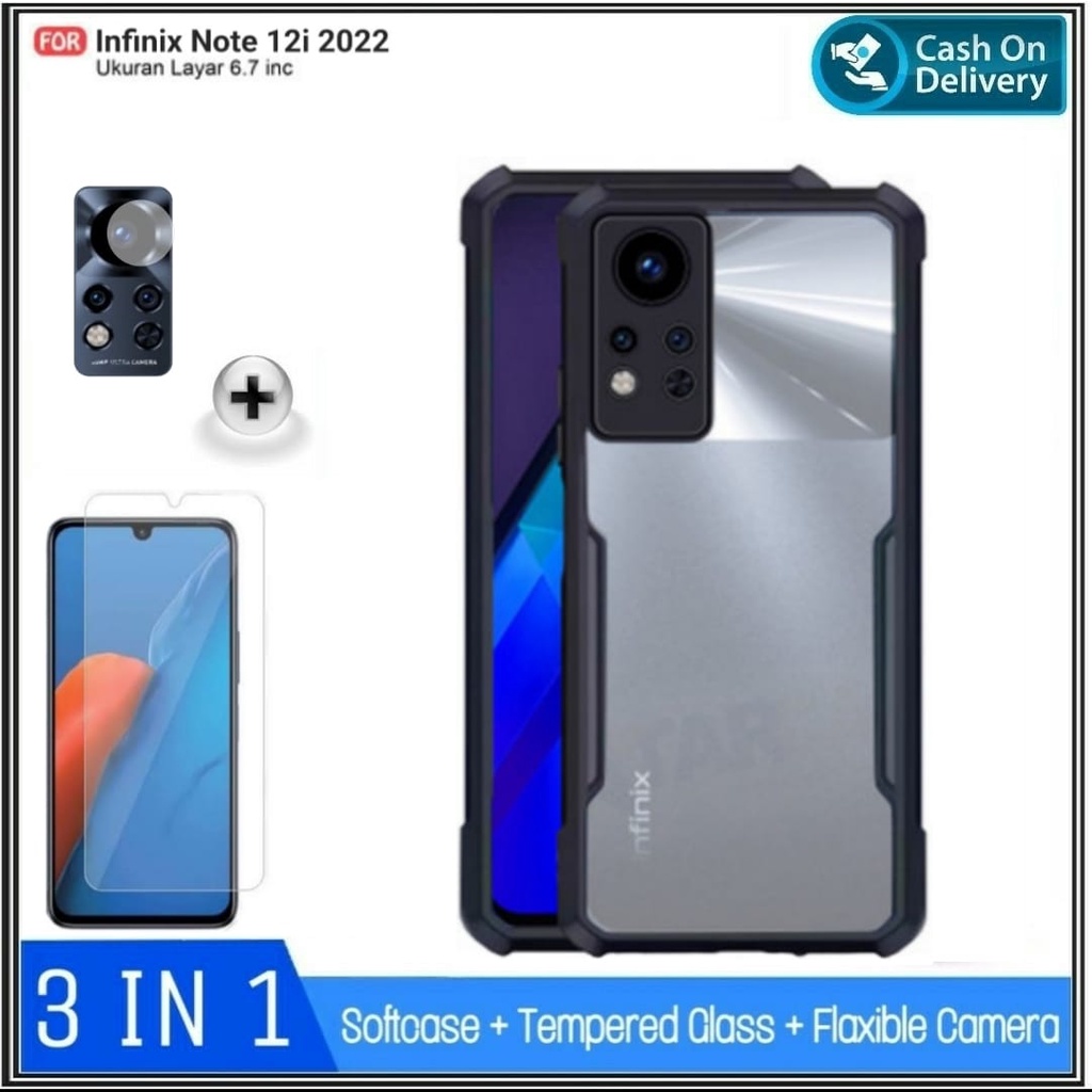 Jual PAKET 3IN1 Case Infinix Note 12i 2022 Hard Soft Fusion Armor Shockprooft TPU HD Trasnparan ...
