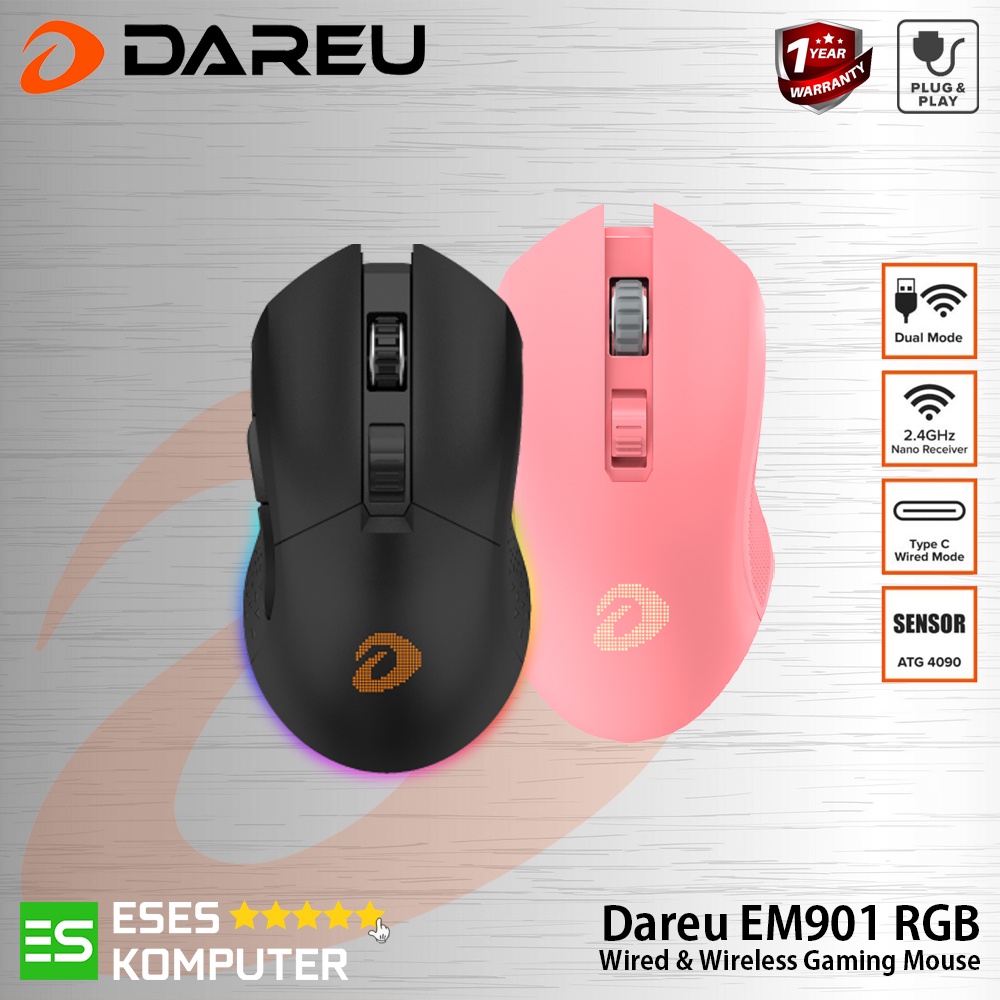 Jual Mouse Dareu EM901 EM-901 Wireless RGB | Dual-Mode Mouse Gaming ...