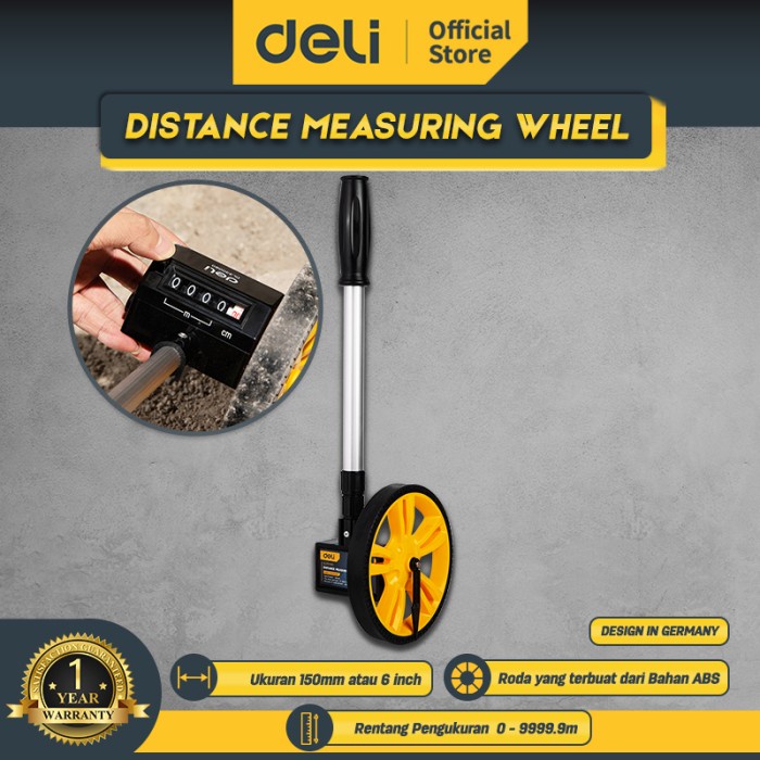 Jual Deli Measuring Wheel / Meteran Dorong Jalan 1 Roda Akurat ...