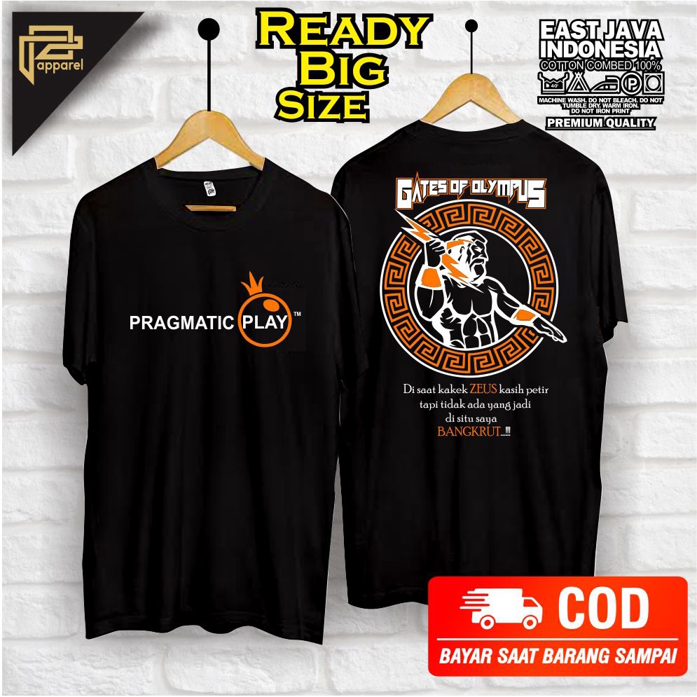 Jual baju kaos PRAGMATIC play ZEUS gates of olympus game slot big size ...