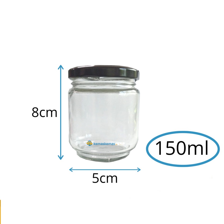 Jual 150ml Botol Kaca Round Jar Kaca Bulat Jar Saffron + Tutup | Shopee ...