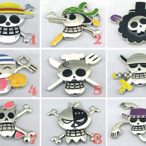 Jual Tj0385 Stiker Sticker 3D Metal Emblem One Piece Jolly Roger Crew ...