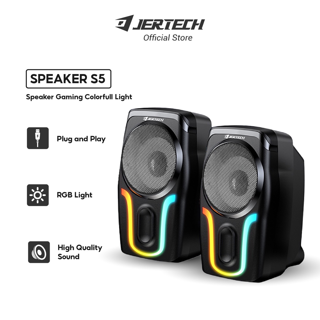 Jual Speaker Komputer Gaming RGB JERTECH S5 - Suara Jernih Bass Kuat | Shopee Indonesia