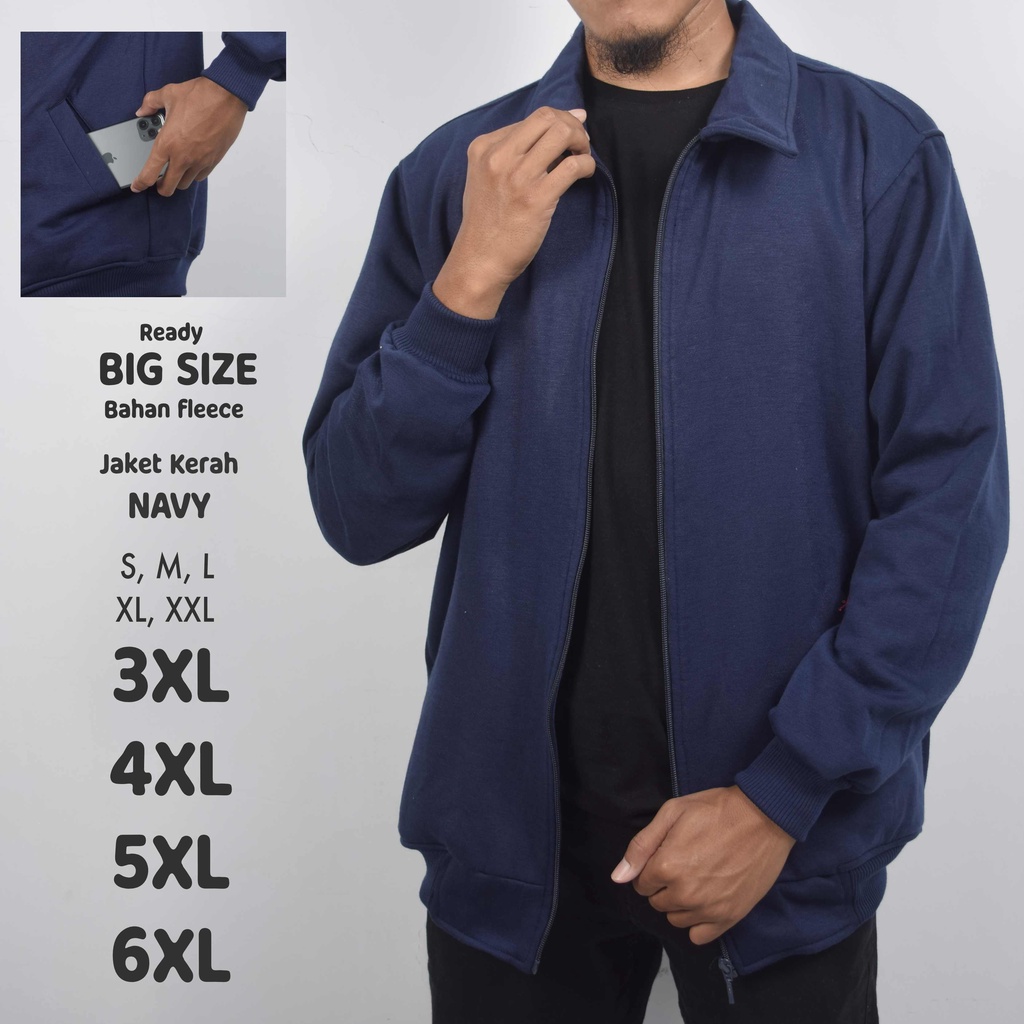 Jual Jaket Kerah Navy Pria Jumbo Big Size S M L XL XXL 3XL 4XL 5XL 6XL ...