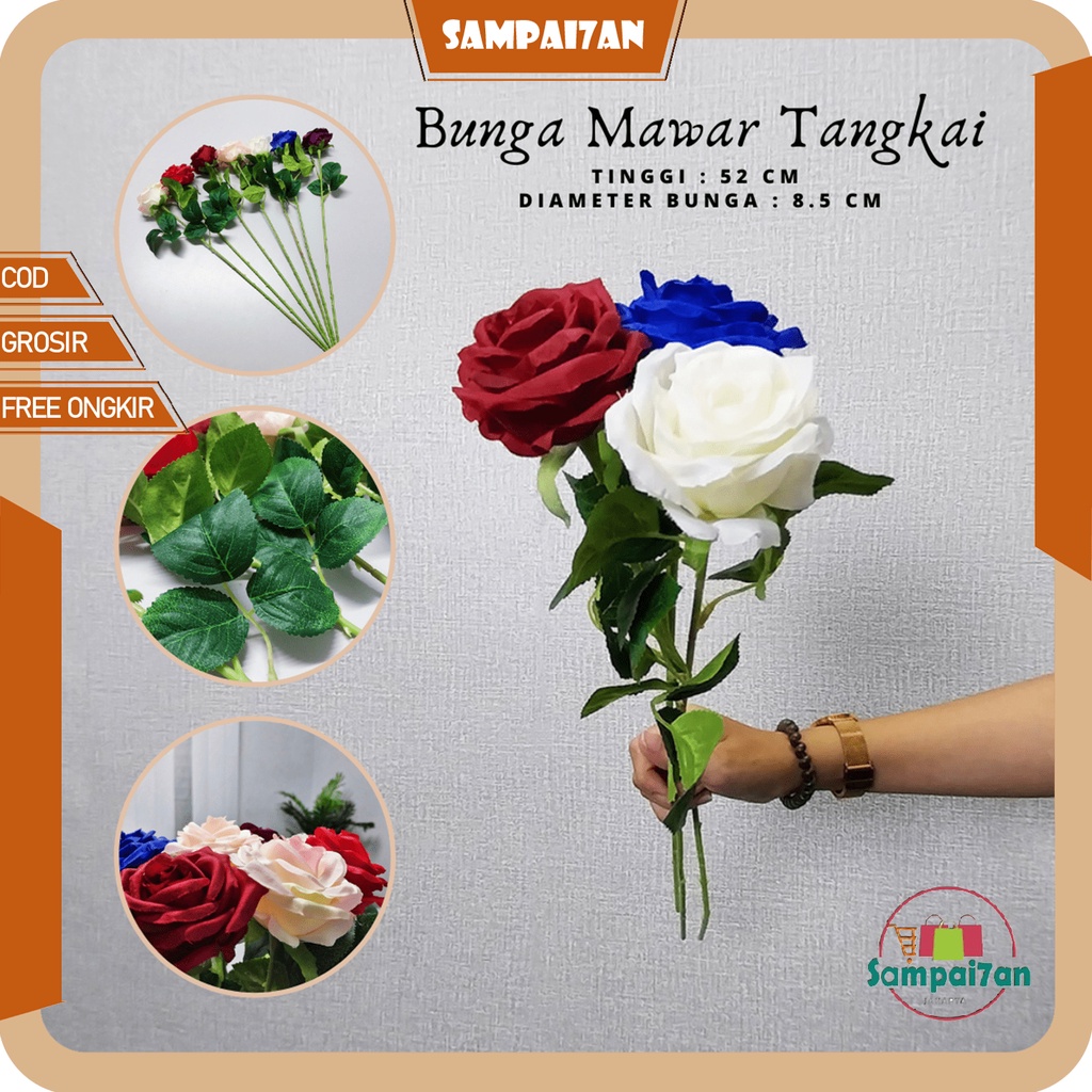Jual Bunga Mawar Tangkai Hiasan Dekor Artificial Flower Bouquet Murah ...