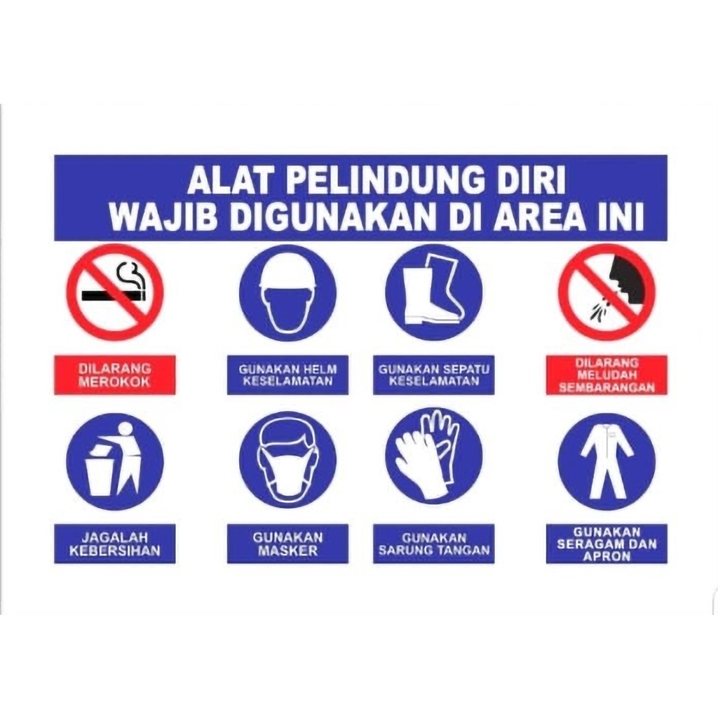 Jual SIGN STIKER AREA WAJIB APD ALAT PELINDUNG DIRI UK 45X30CM K3 RAMBU | Shopee Indonesia