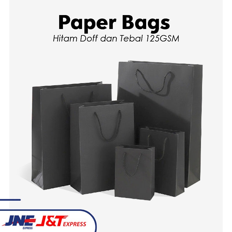 Jual Paper Bag Hitam Polos Semua Ukuran XS / S / M / L / XXL / Paperbag ...