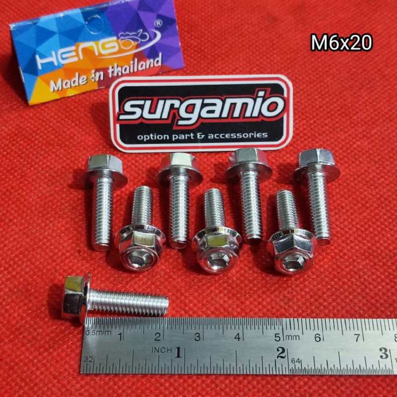Jual Baut probolt stainless 2kunci 6x20 baut drat 10 panjang 2cm heng thailand | Shopee Indonesia