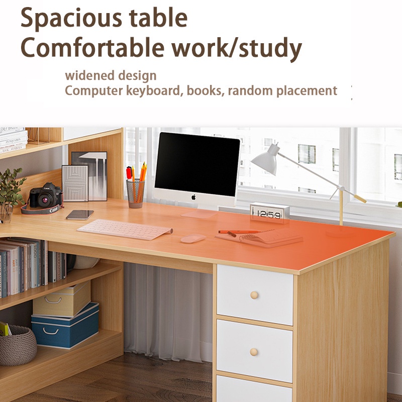 Jual Meja Komputer Dengan Rak Corner / Meja Belajar / Meja Kerja Laci ...