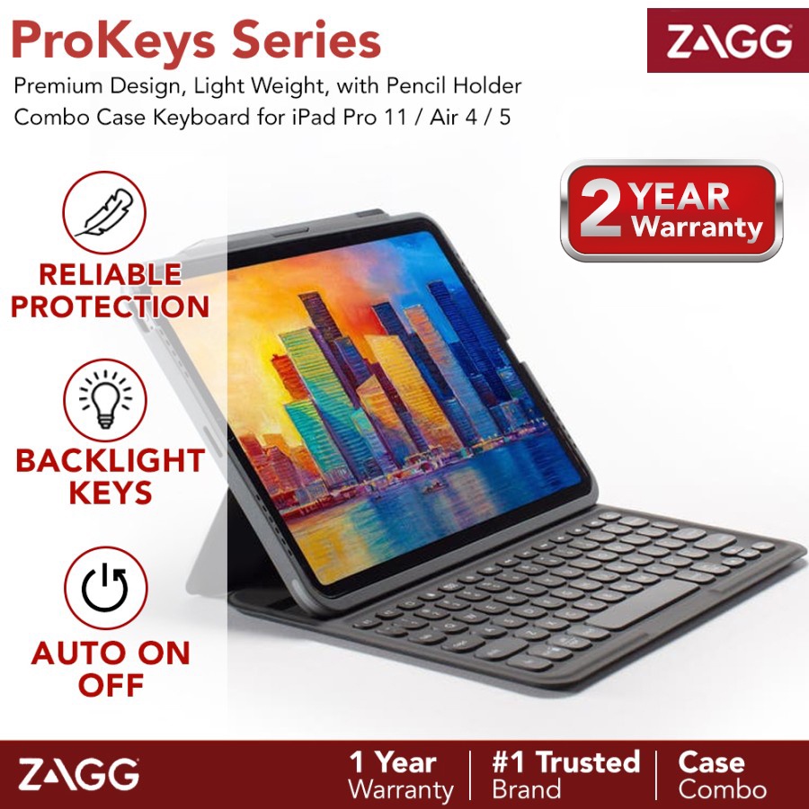 Jual Original ZAGG Prokeys Keyboard iPad Pro 11 M2 2022 / Air 5 / 4 ...