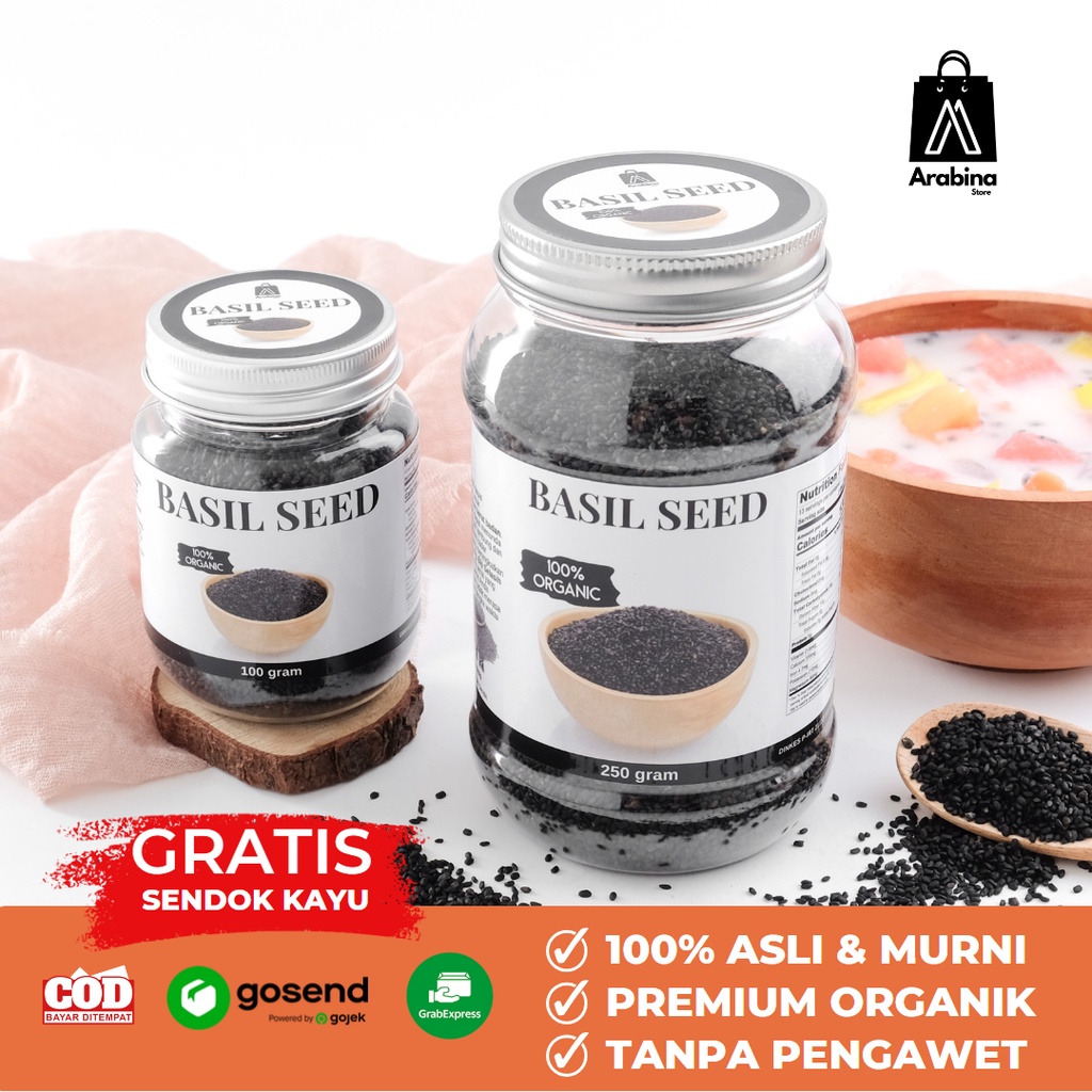 Jual Basil Seed Arabina biji Selasih Menu Diet Organik Non GMO Premium ...