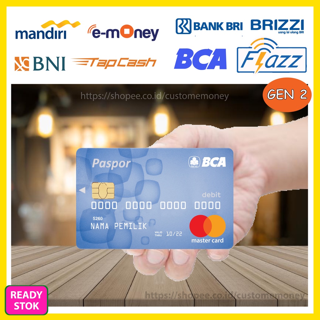 Jual KARTU EMONEY DESIGN PASPOR BCA MASTER BLUE ETOLL E-MONEY MANDIRI ...