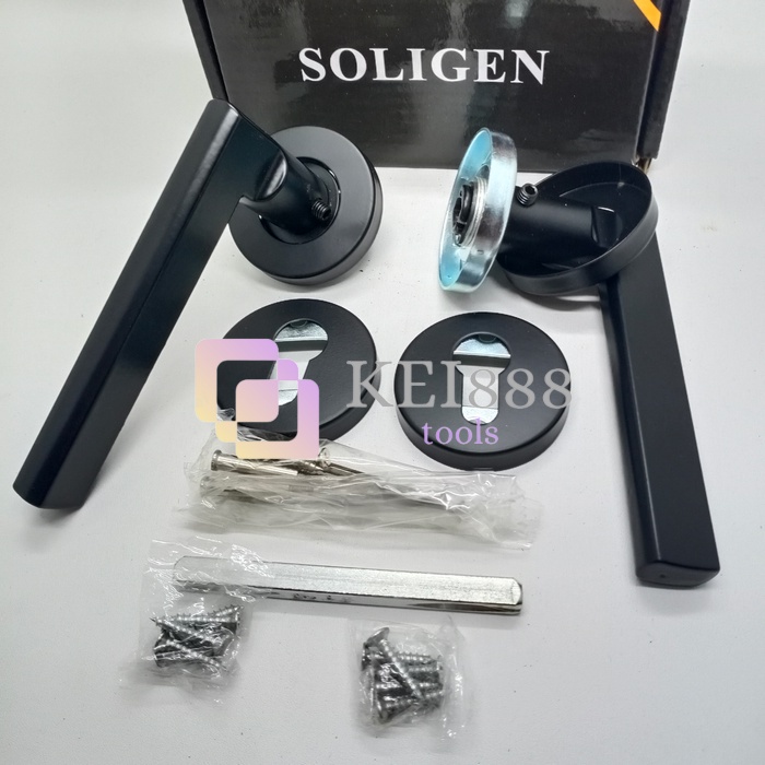 Jual gagang pintu rumah soligen-handle pintu roset hitam | Shopee Indonesia
